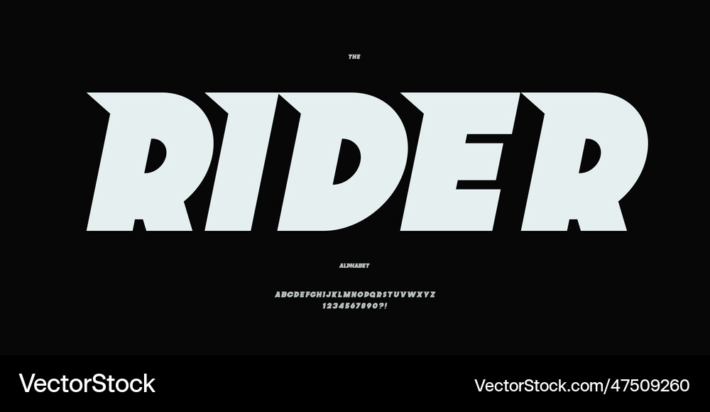 Rider font bold italic style Royalty Free Vector Image