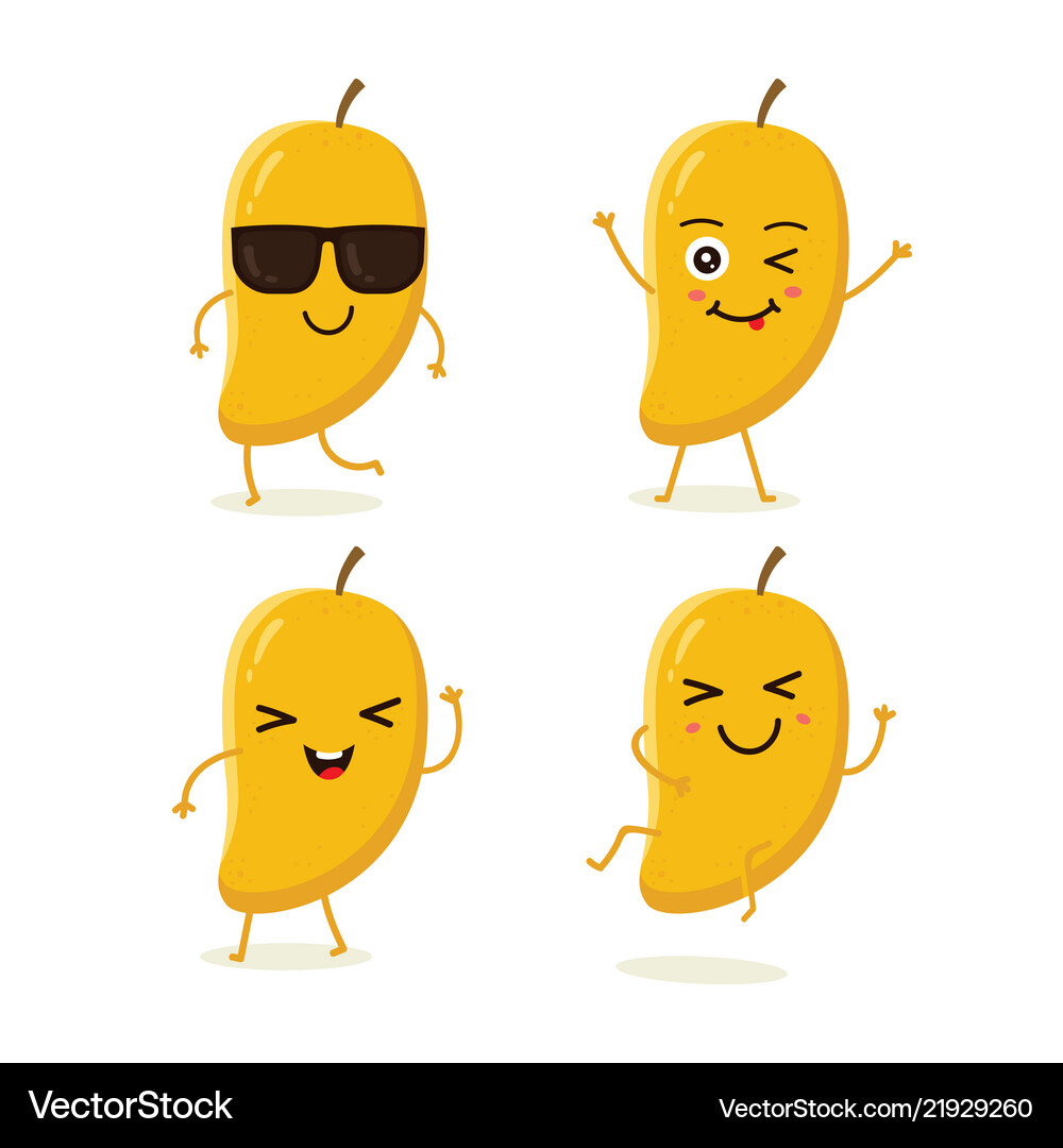 Set of mango characters in different expressions Vector Image