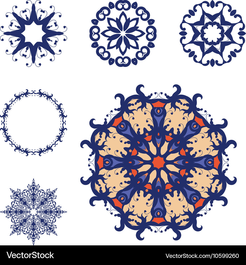 Set of six mandalas Royalty Free Vector Image - VectorStock
