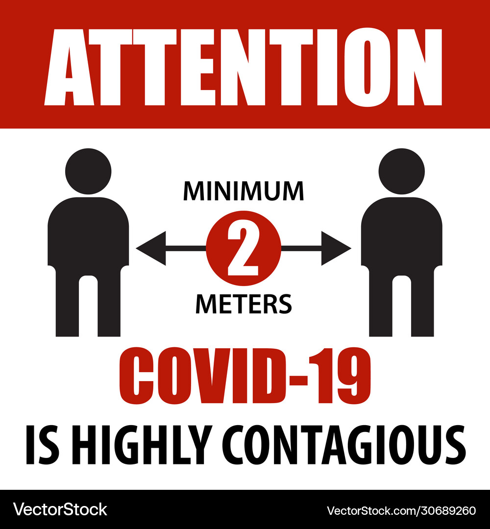 Social distance warning sign Royalty Free Vector Image