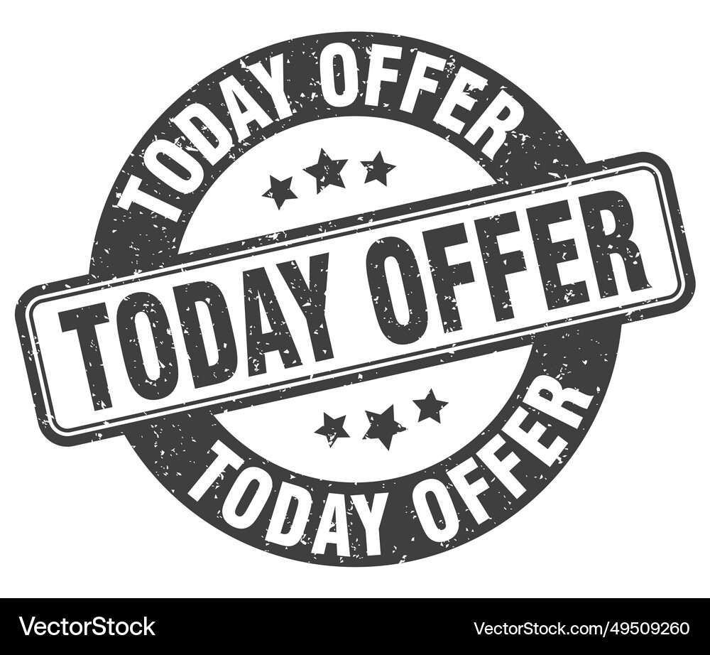 Today offer stamp label round grunge Royalty Free Vector