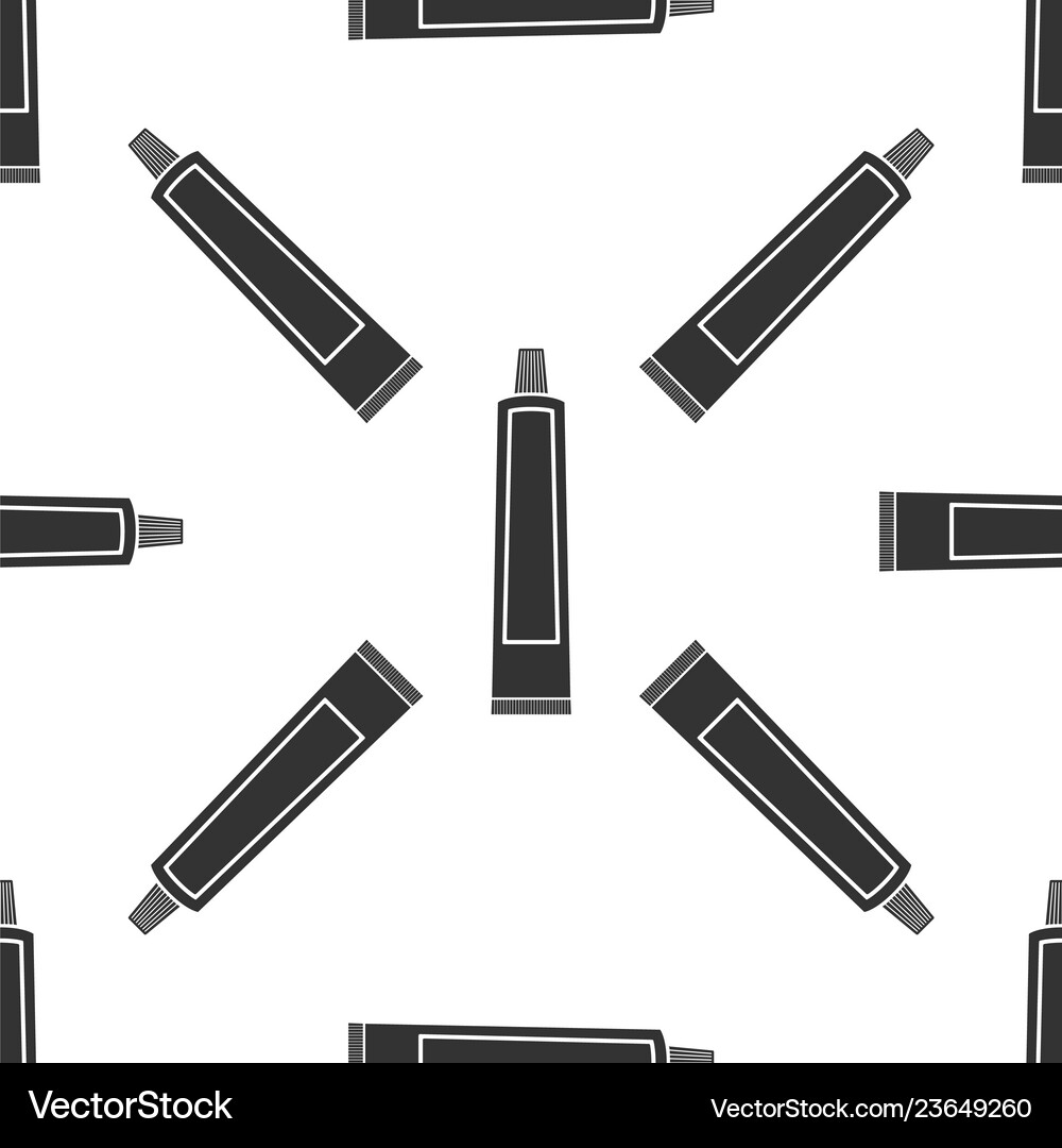 Tube of toothpaste icon seamless pattern on white Vector Image