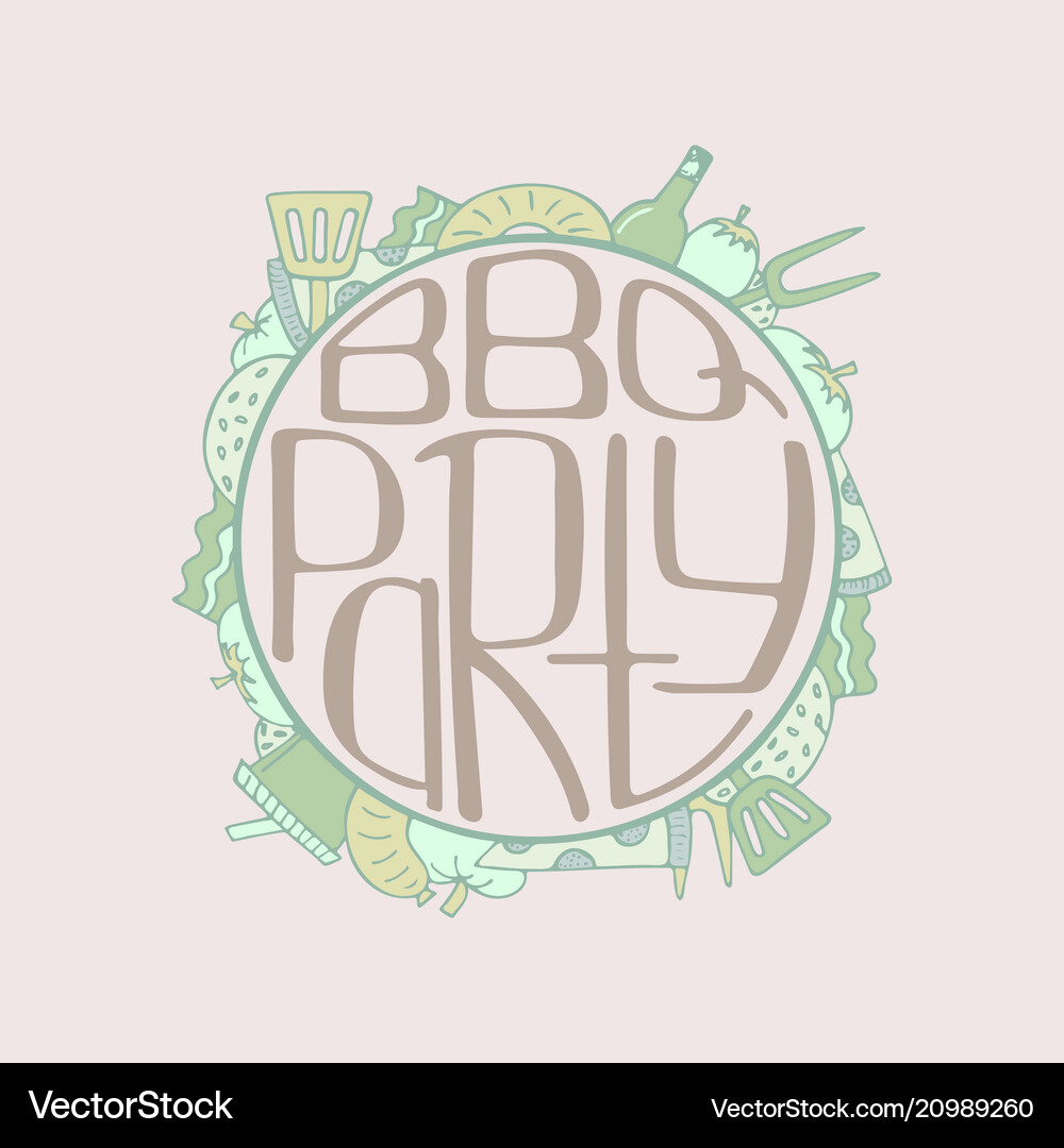 Unique with a hand-drawn lettering for the bbq Vector Image