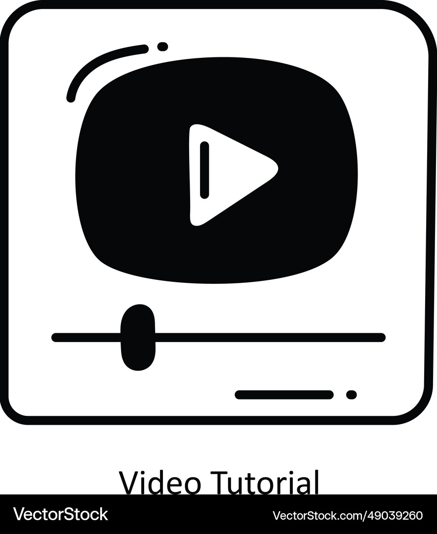 Video Tutorial Doodle Semi Solid Icon Design Vector Image