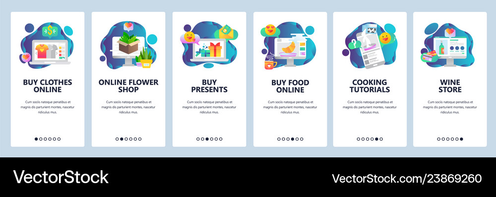 Web site onboarding screens online shopping Vector Image