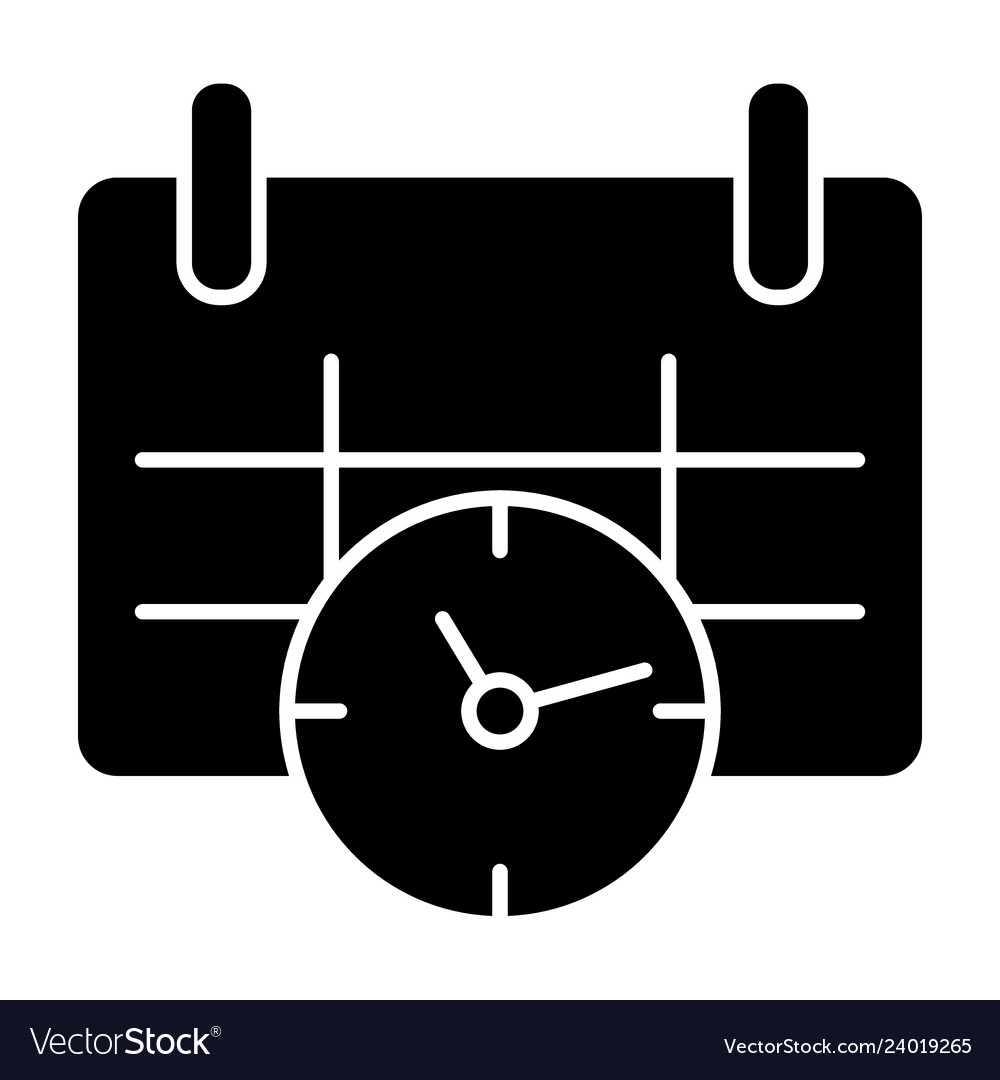 Calendar and clock solid icon date time Royalty Free Vector