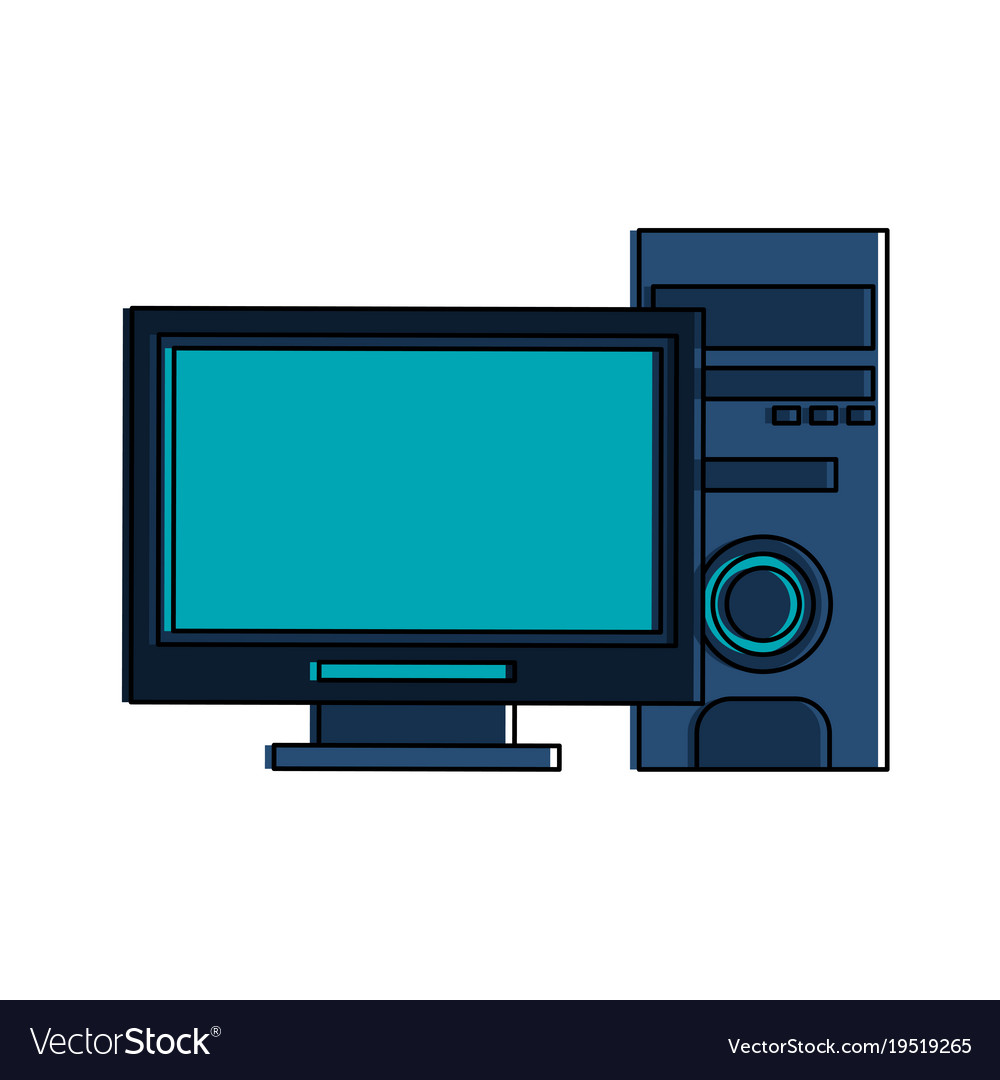 Computer screen and cpu Royalty Free Vector Image