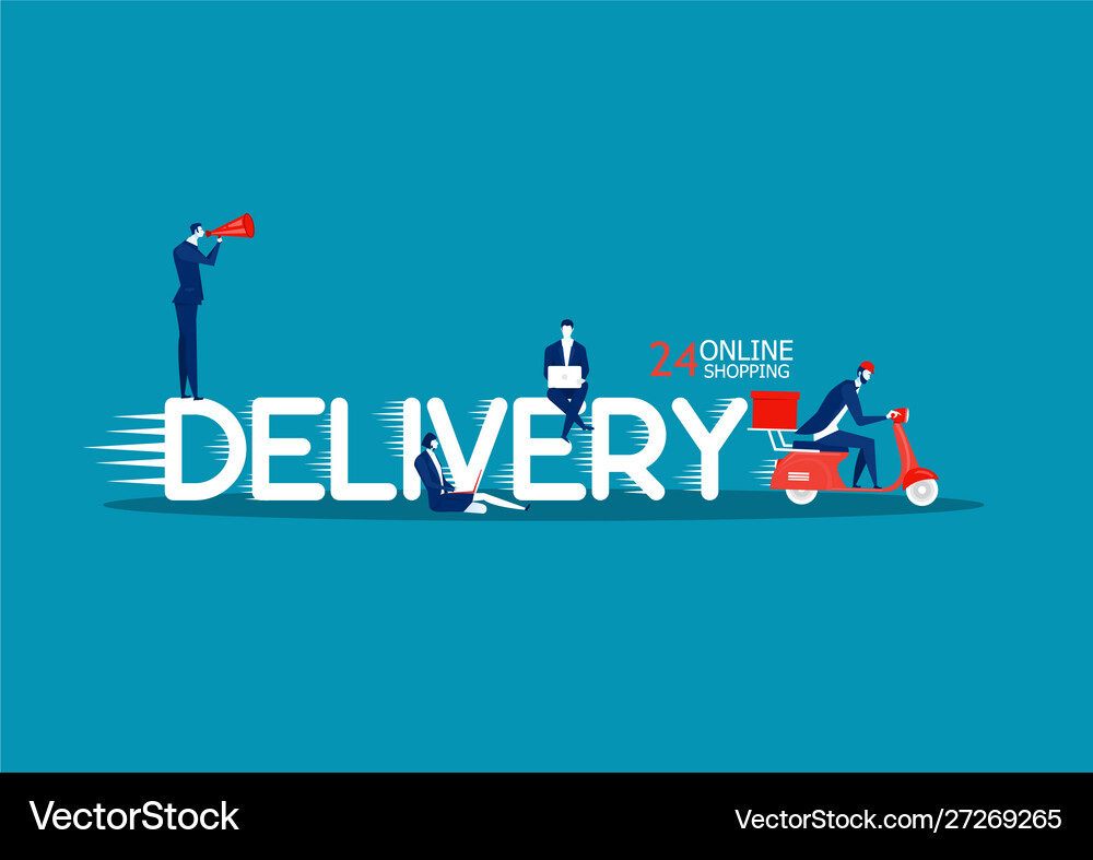 Delivery word concept concept with people Vector Image