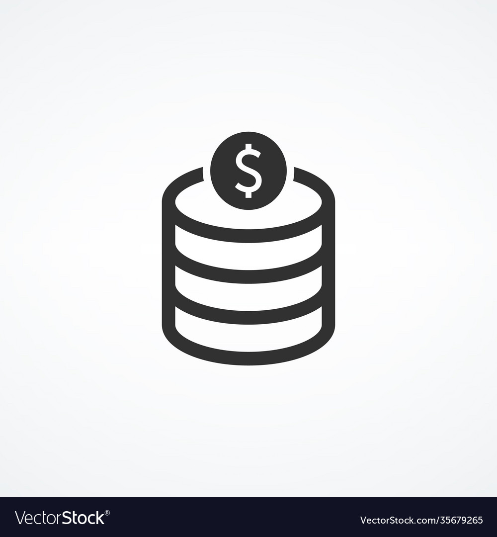 Dollar coin database server icon banking database Vector Image