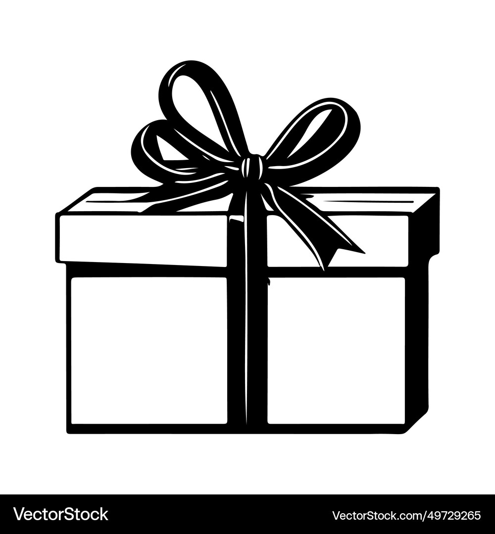 Gift icon hand draw black christmas colour logo Vector Image