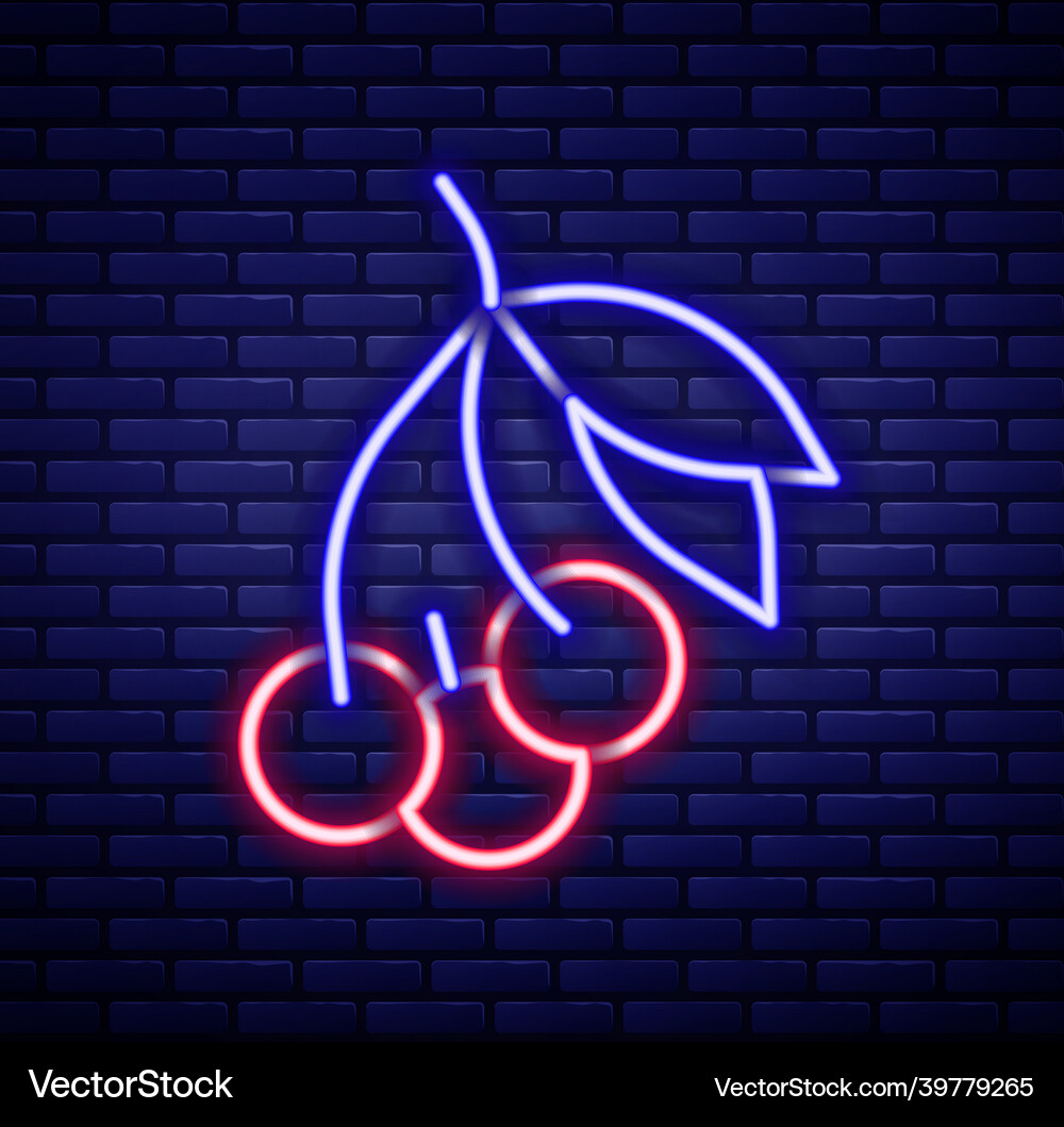 Glowing neon line fresh summer berries icon Vector Image