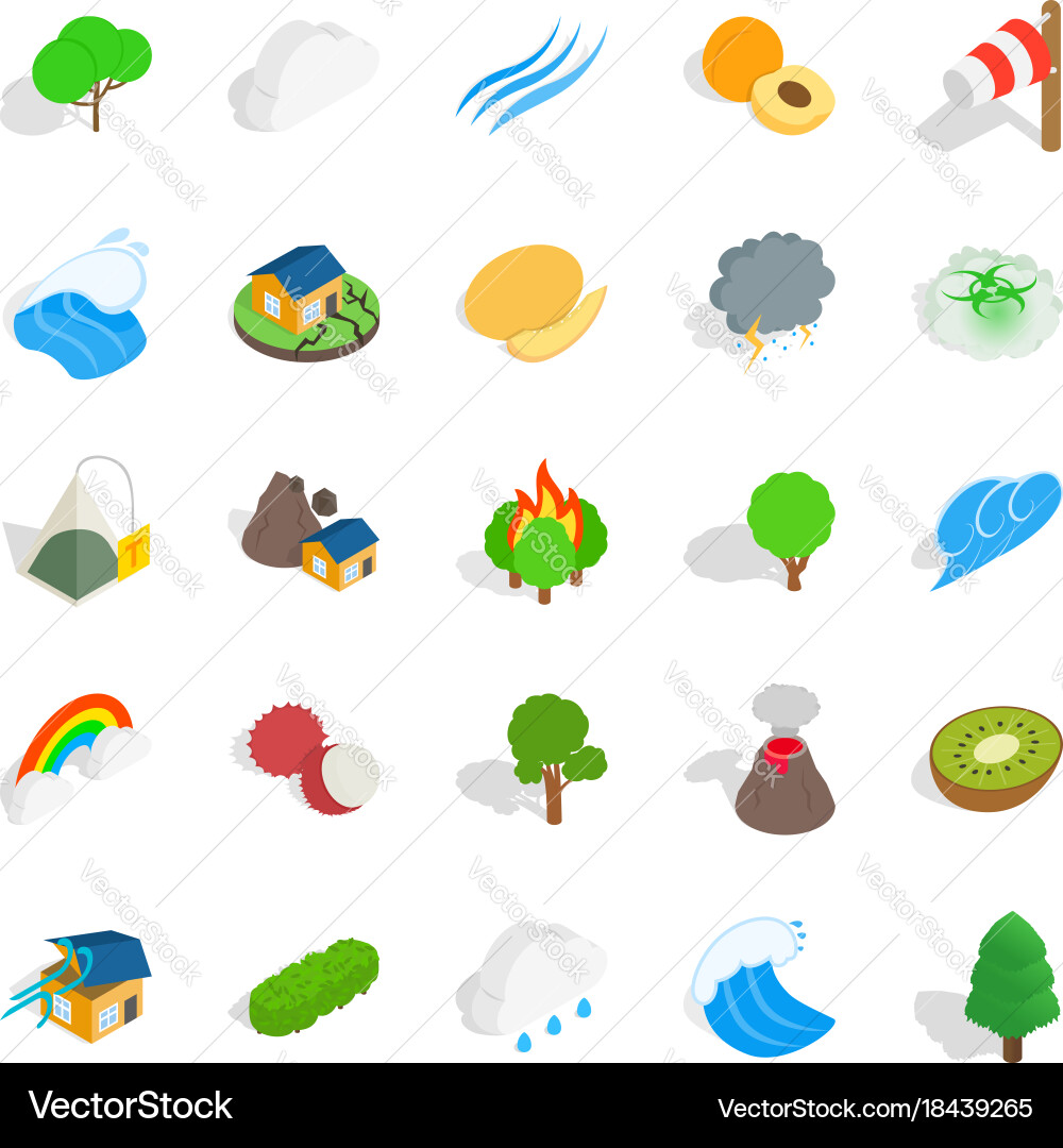 Horticulture icons set isometric style Royalty Free Vector