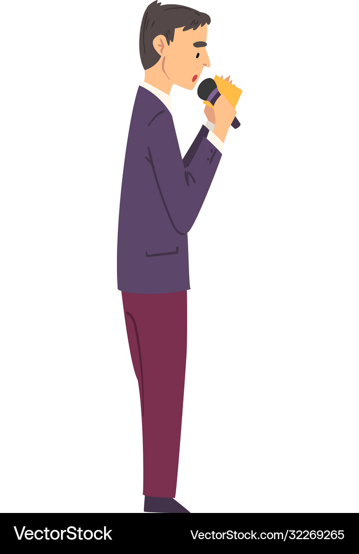 Male presenter tv show host with microphone Vector Image