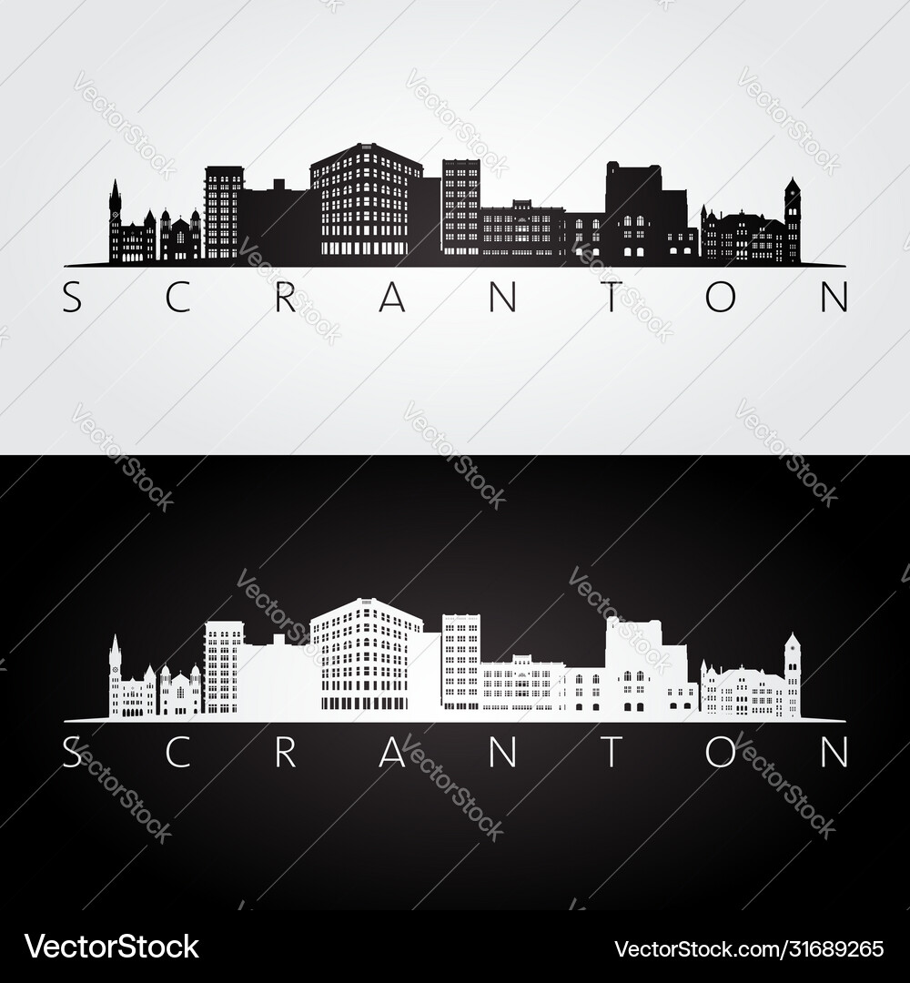 Scranton pennsylvania skyline and landmarks Vector Image
