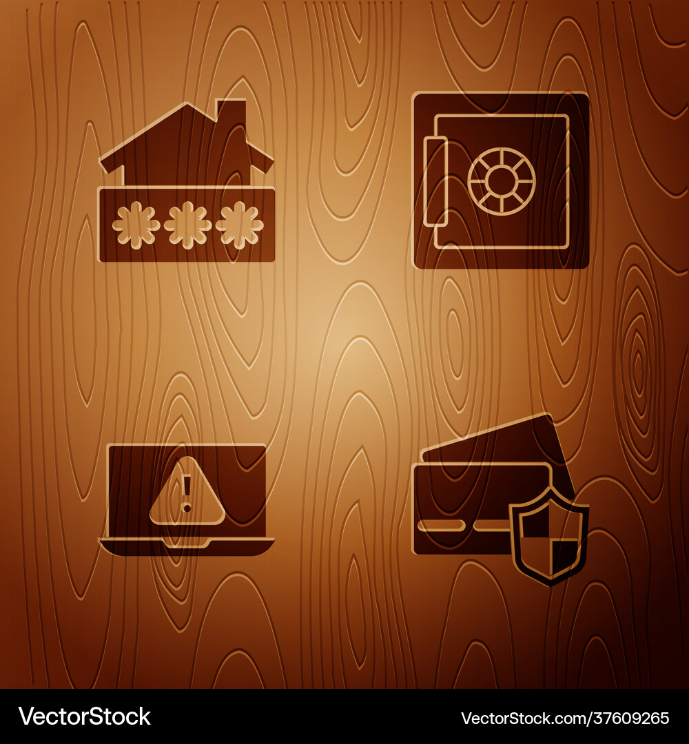 Set credit card with shield house password Vector Image