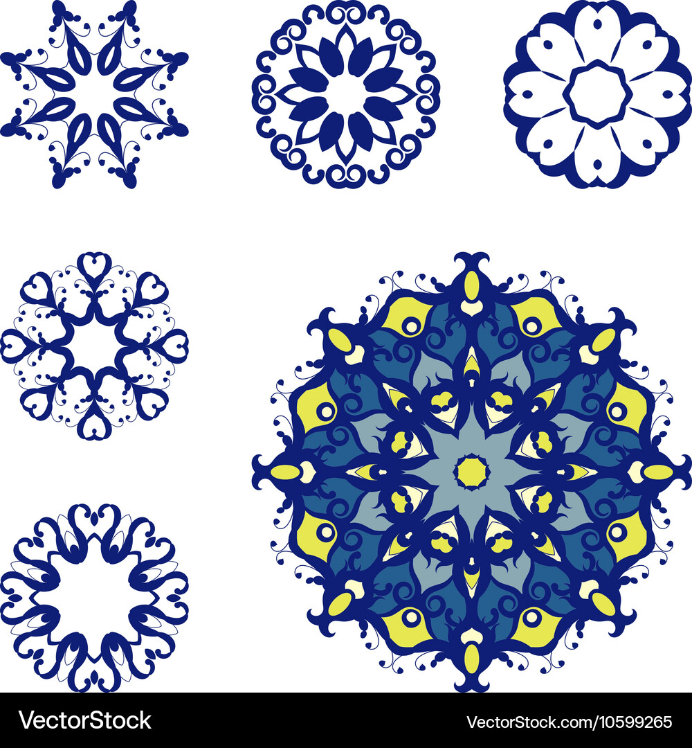 Set of six mandalas Royalty Free Vector Image - VectorStock