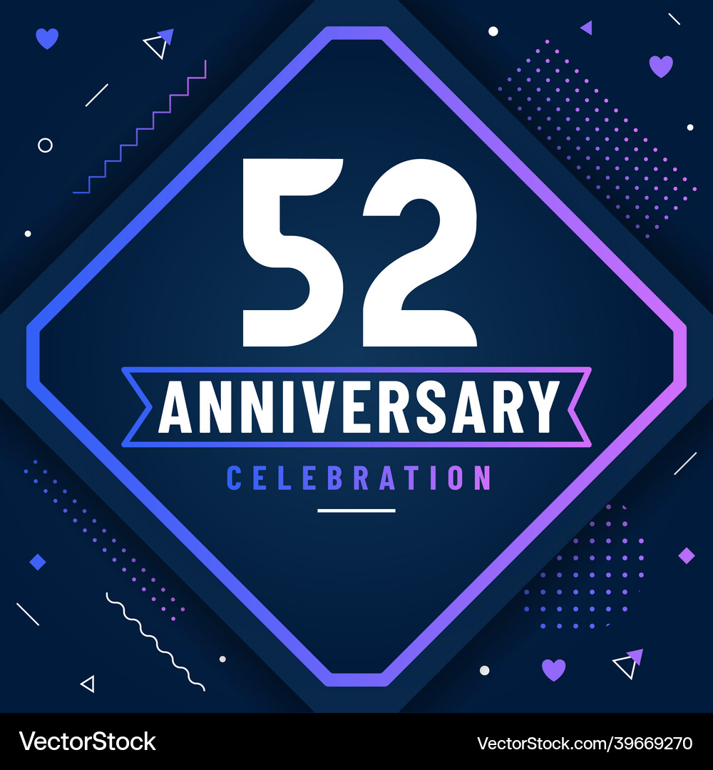 52 years anniversary greetings card Royalty Free Vector