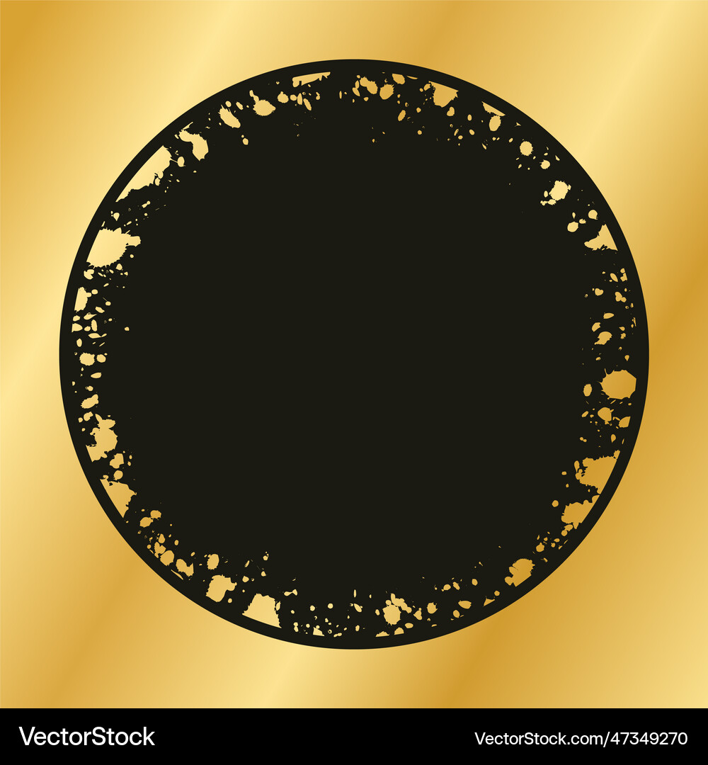 Abstract round gold ink splatter frame golden Vector Image