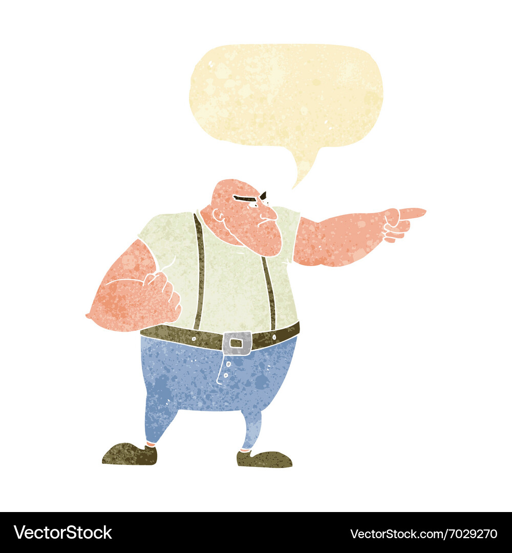 Cartoon angry tough guy pointing with speech Vector Image