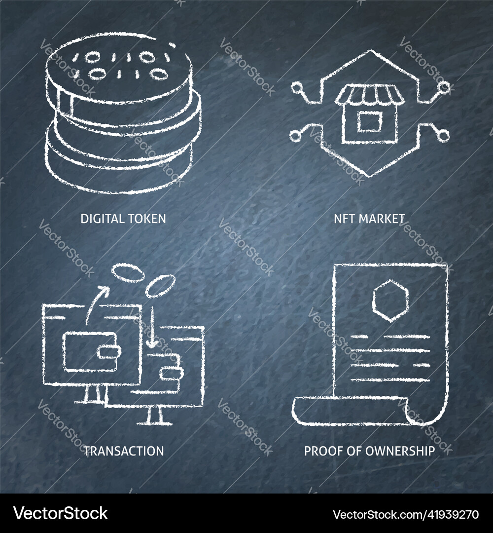 Chalkboard digital money icon set Royalty Free Vector Image