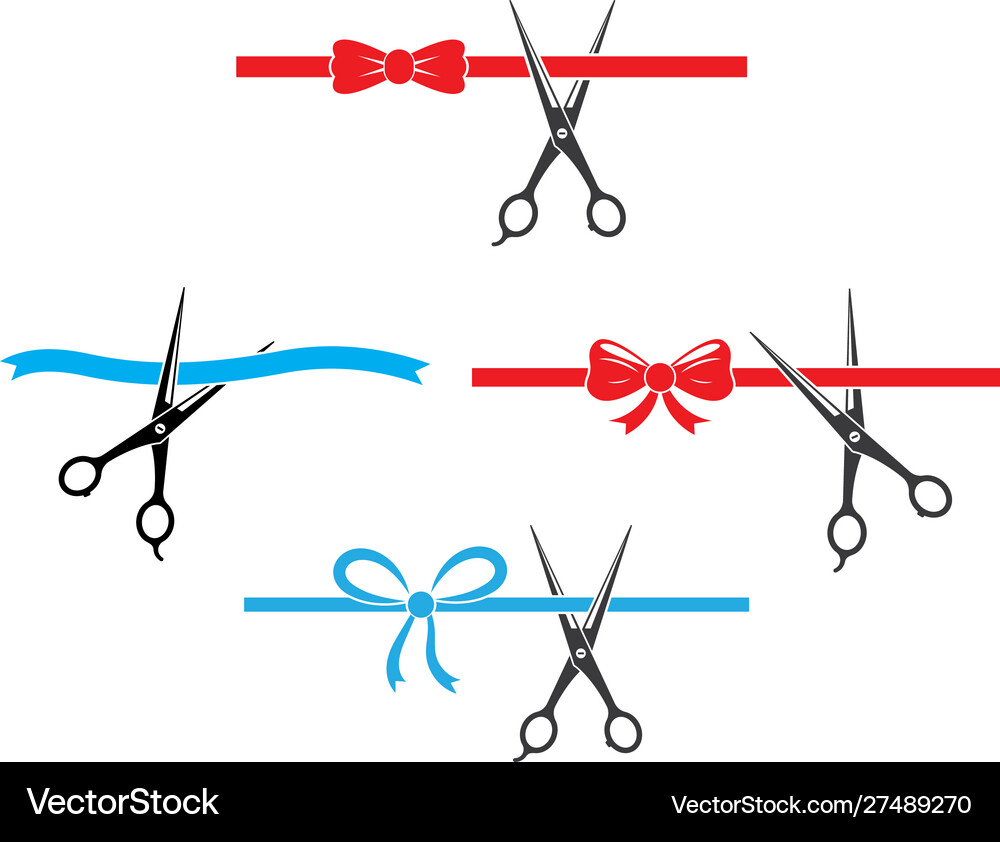 Cutting ribbon with scissor Royalty Free Vector Image
