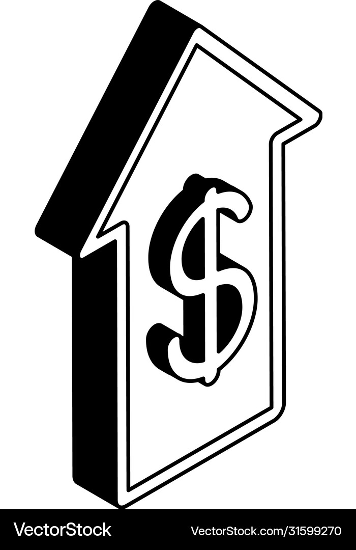 Dollar on increase arrow isometric line style icon