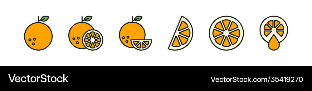 Orange icon linear color icon contour shape Vector Image