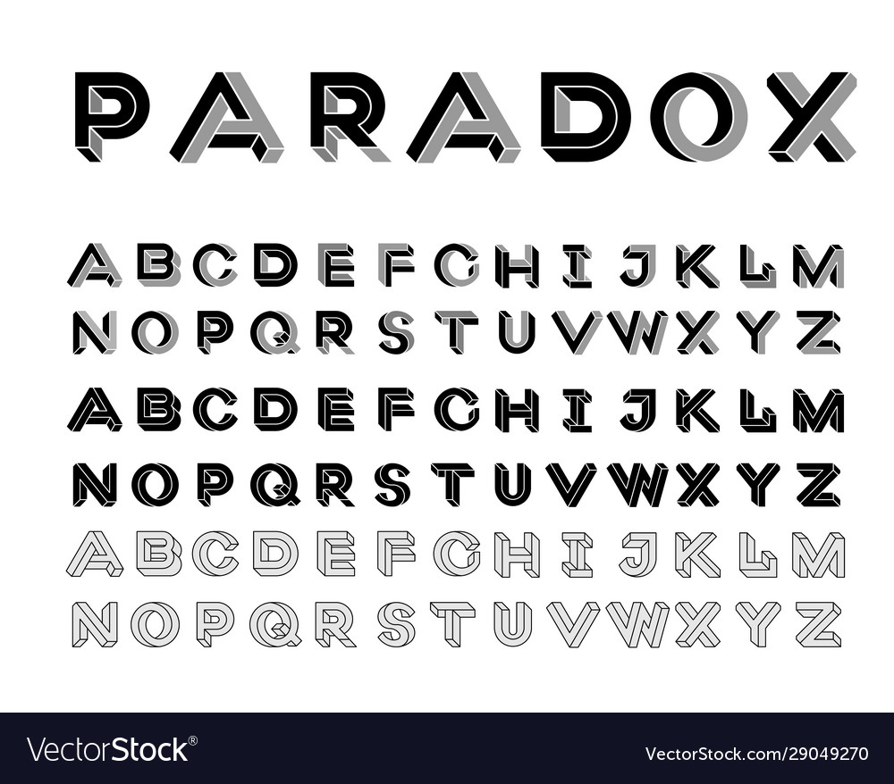 Paradox shape font impossible letters set of Vector Image Paradox shape font impossible letters set of Vector Image