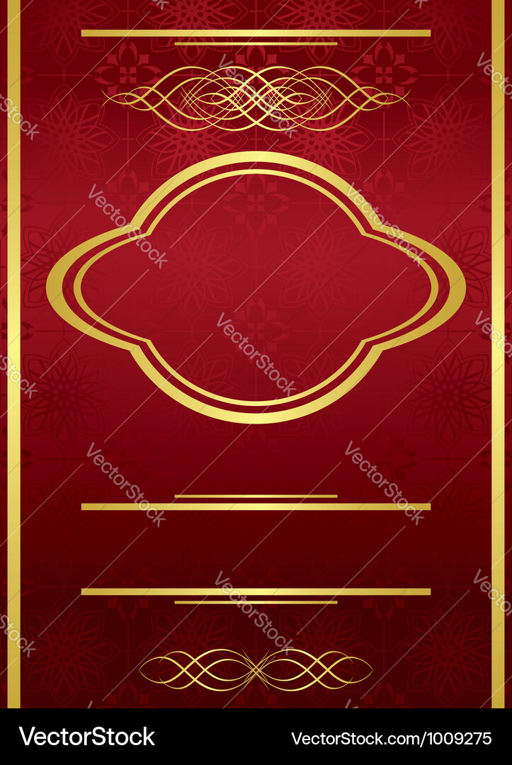Elegant red card with golden frame Royalty Free Vector Image