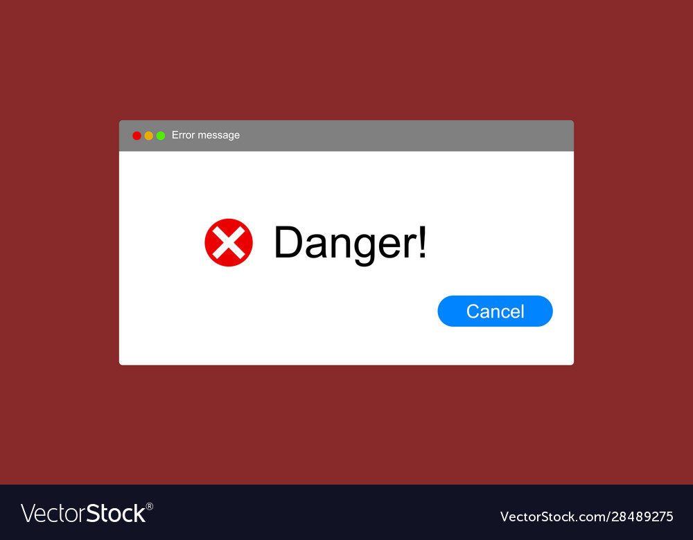 Error Message Computer Window Alert Popup System Vector Image