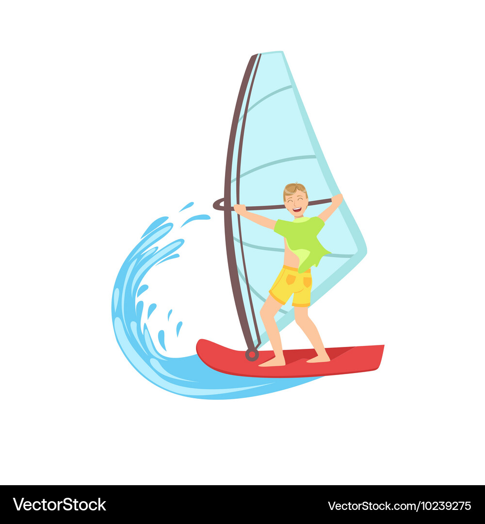 Guy Windsurfing At The Sea Royalty Free Vector Image