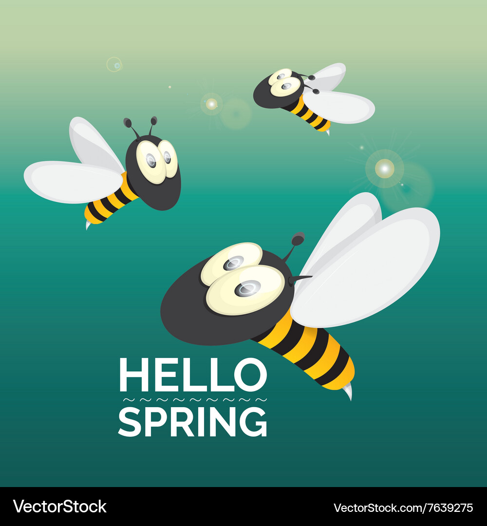 Hello spring cartoon cute bright baby bee icon Vector Image