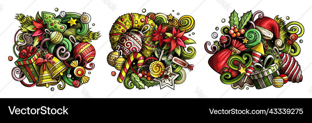 New year cartoon doodle designs set Royalty Free Vector