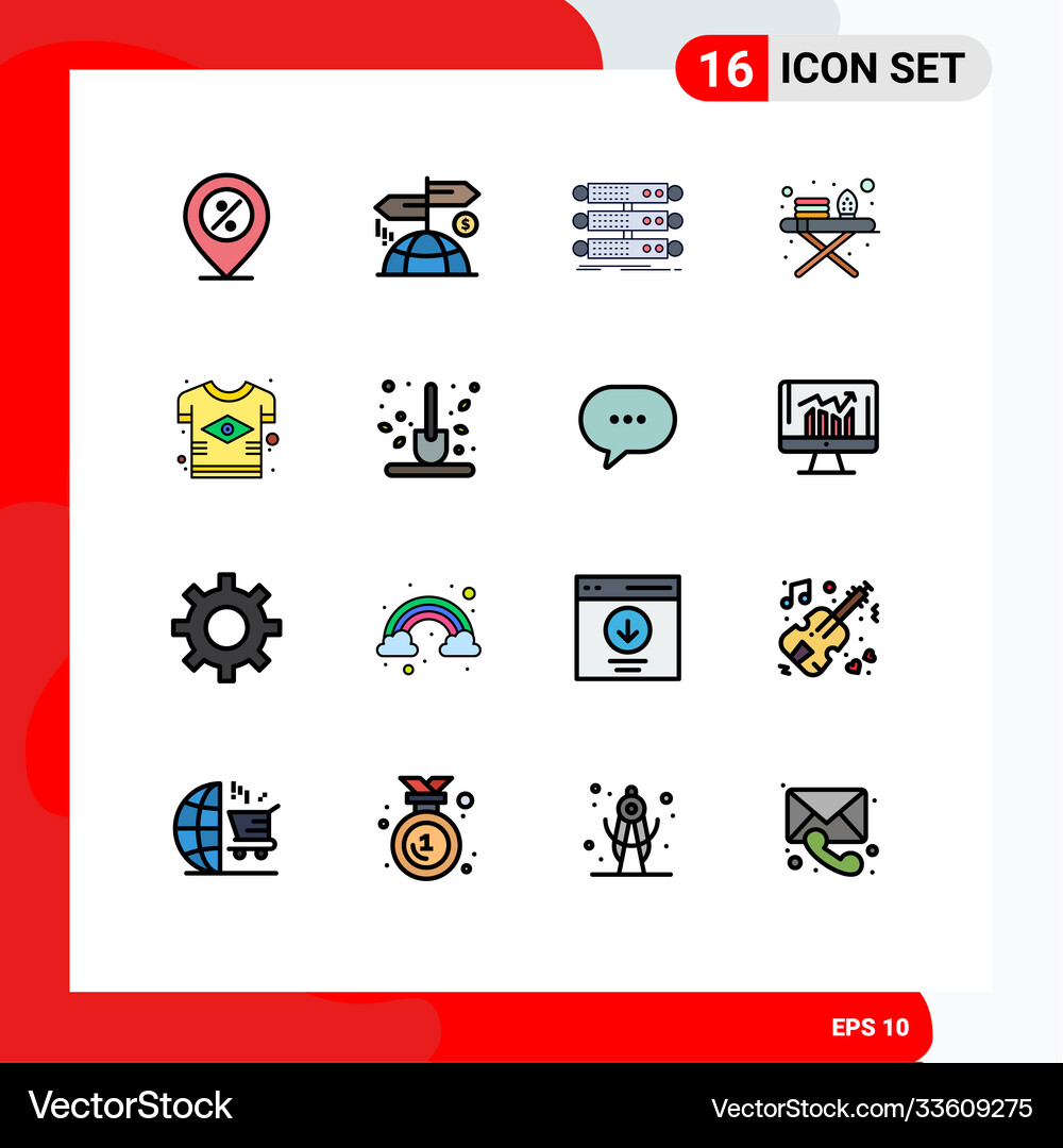 Pack 16 creative flat color filled lines of Vector Image