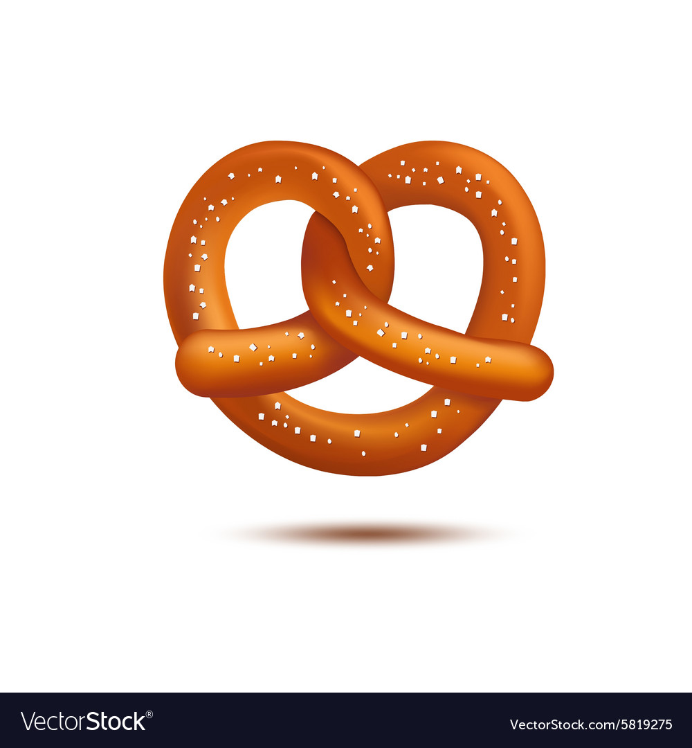Realistic pretzel on white background Royalty Free Vector
