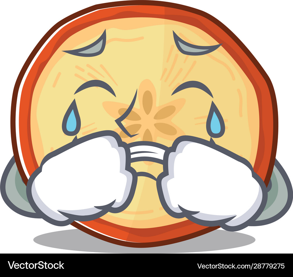 Sad apple chips cartoon mascot style Royalty Free Vector