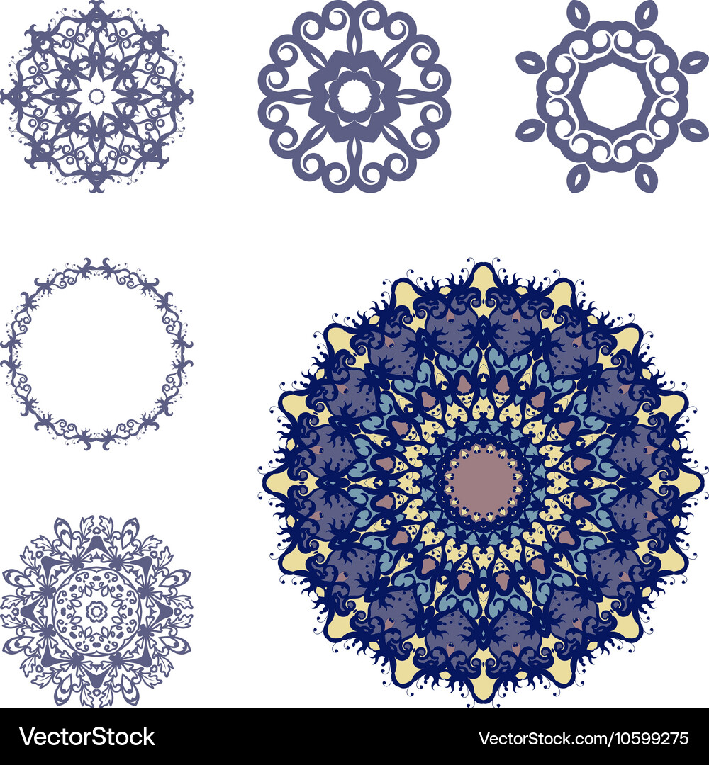 Set of six mandalas Royalty Free Vector Image - VectorStock