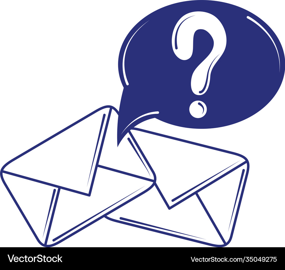 Social media email question mark blue line fill Vector Image