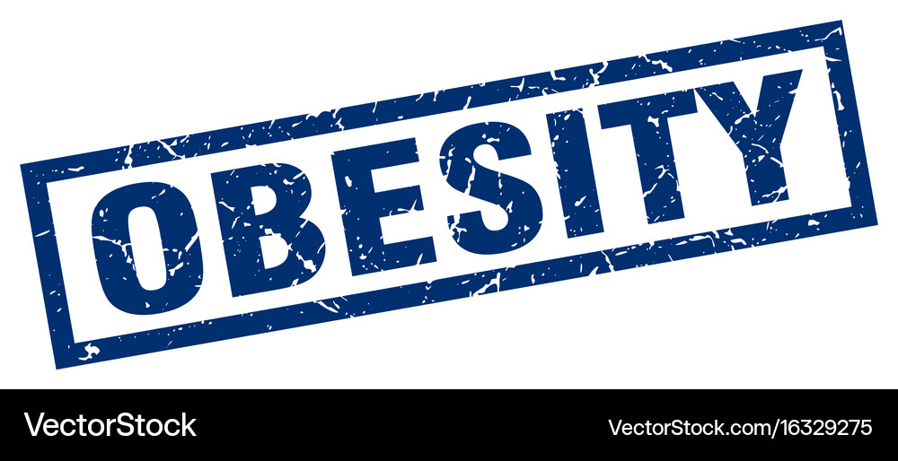 Square grunge blue obesity stamp Royalty Free Vector Image