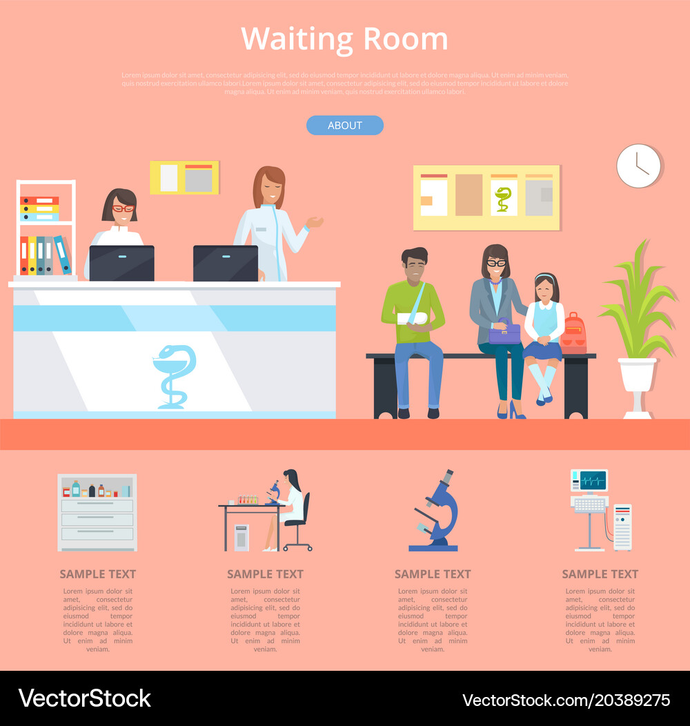 Waiting room hospital service Royalty Free Vector Image