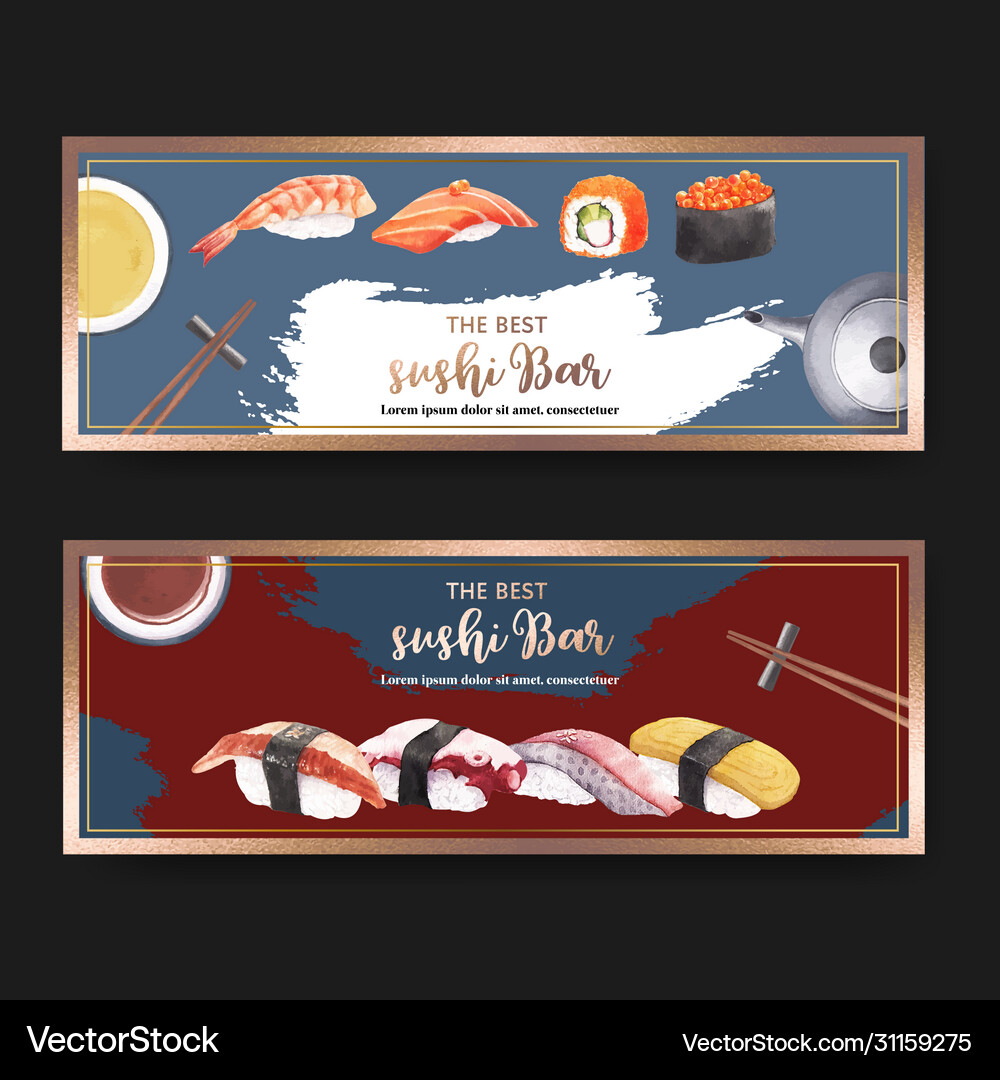 Watercolour design with creative sushi-themed Vector Image