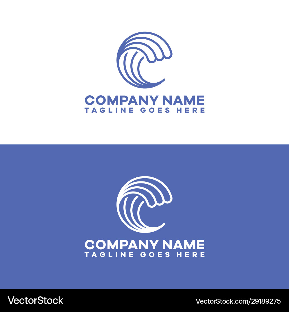 Wave logo ocean logo letter c logo Royalty Free Vector Image