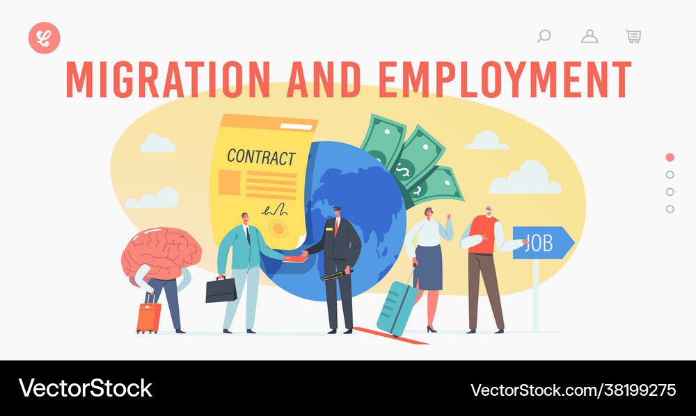 Work migration and employment drain brain landing Vector Image