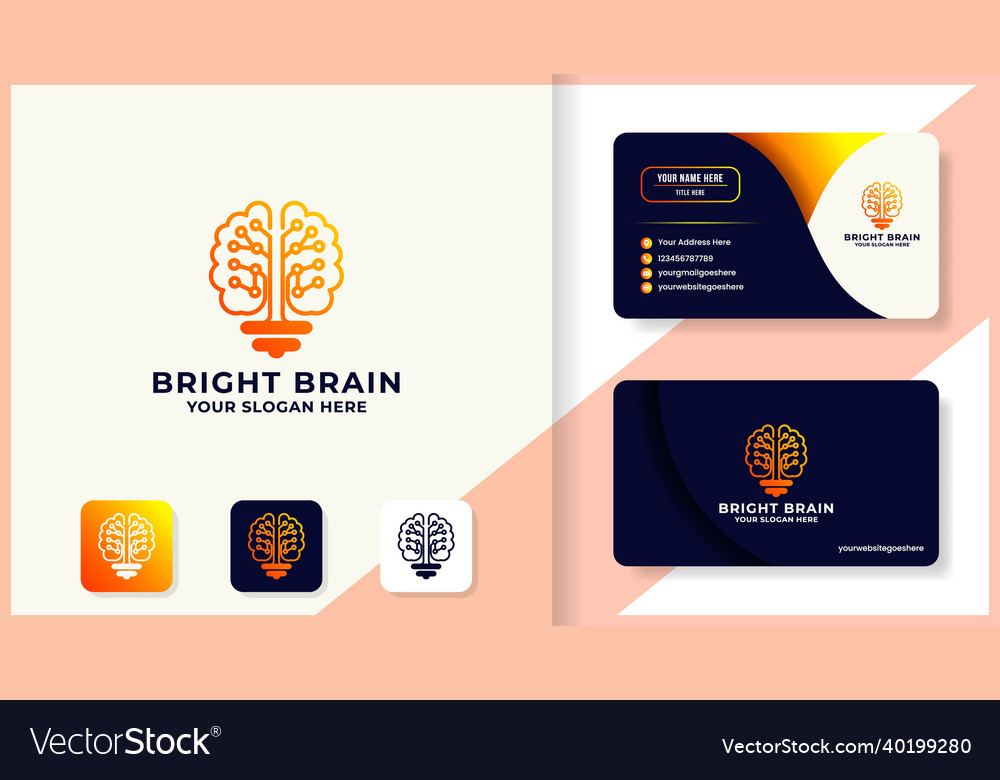 Brain bulb inspiration logo and business card Vector Image