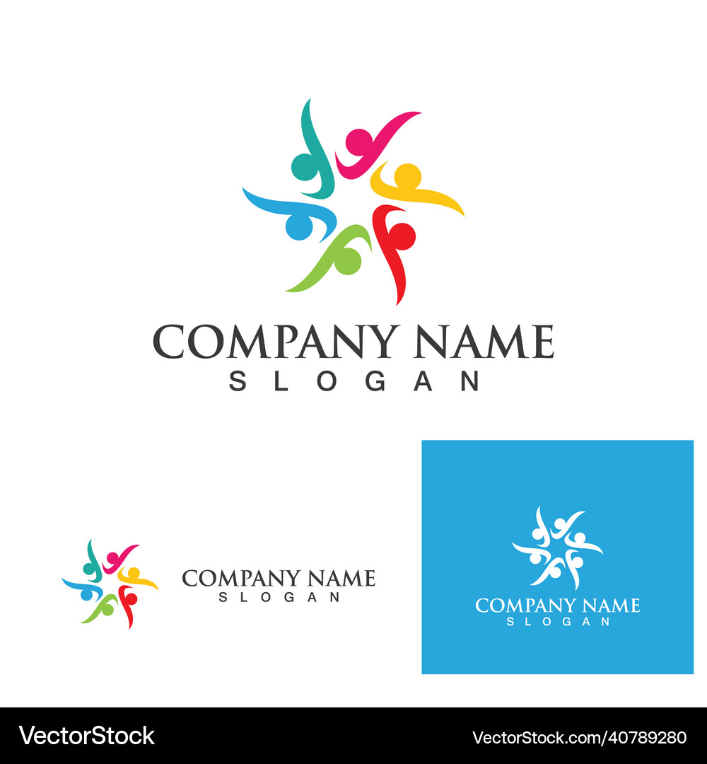 Community people logo network and social icon Vector Image