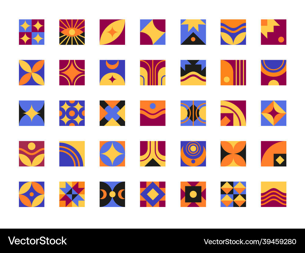 Funky geometric design vintage 50s abstract tile Vector Image
