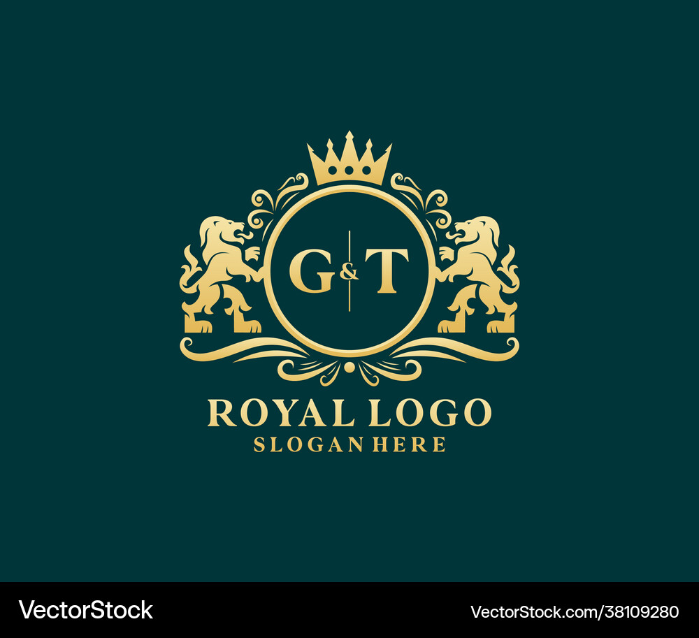 Initial g letter lion royal luxury logo template Vector Image