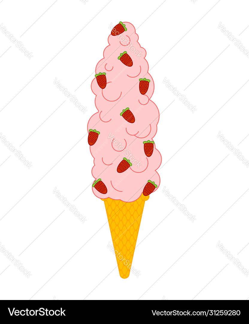 Large big ice cream isolated cartoon Royalty Free Vector