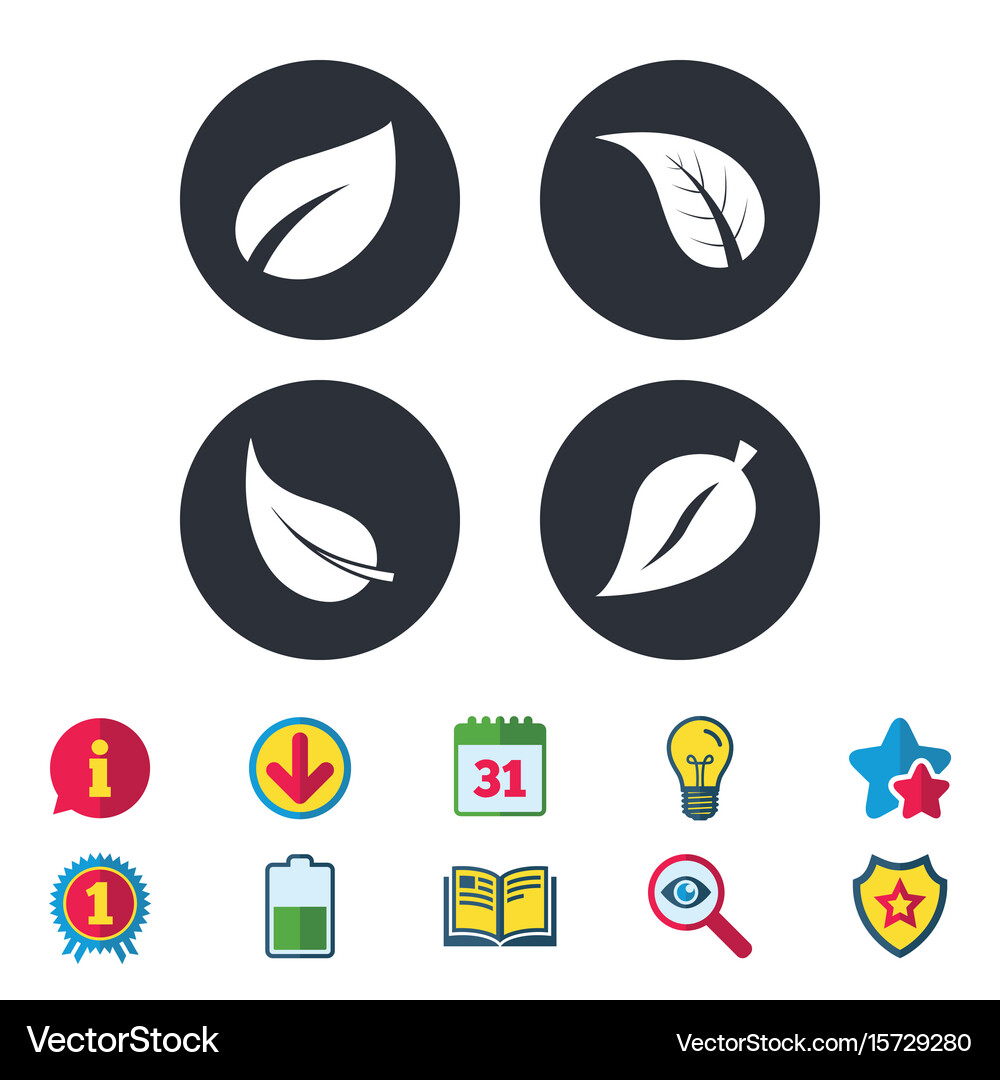 Leaf icon fresh natural product symbols Royalty Free Vector