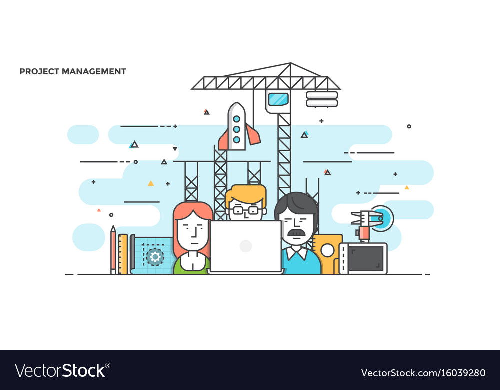 Modern flat line color hero image project Vector Image Modern flat line color hero image project Vector Image